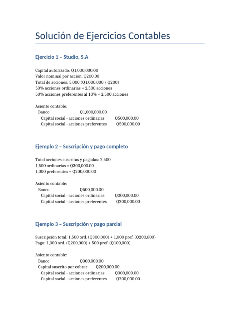 Ejercicios Contables Resueltos | PDF | Sector privado | Valoración ...