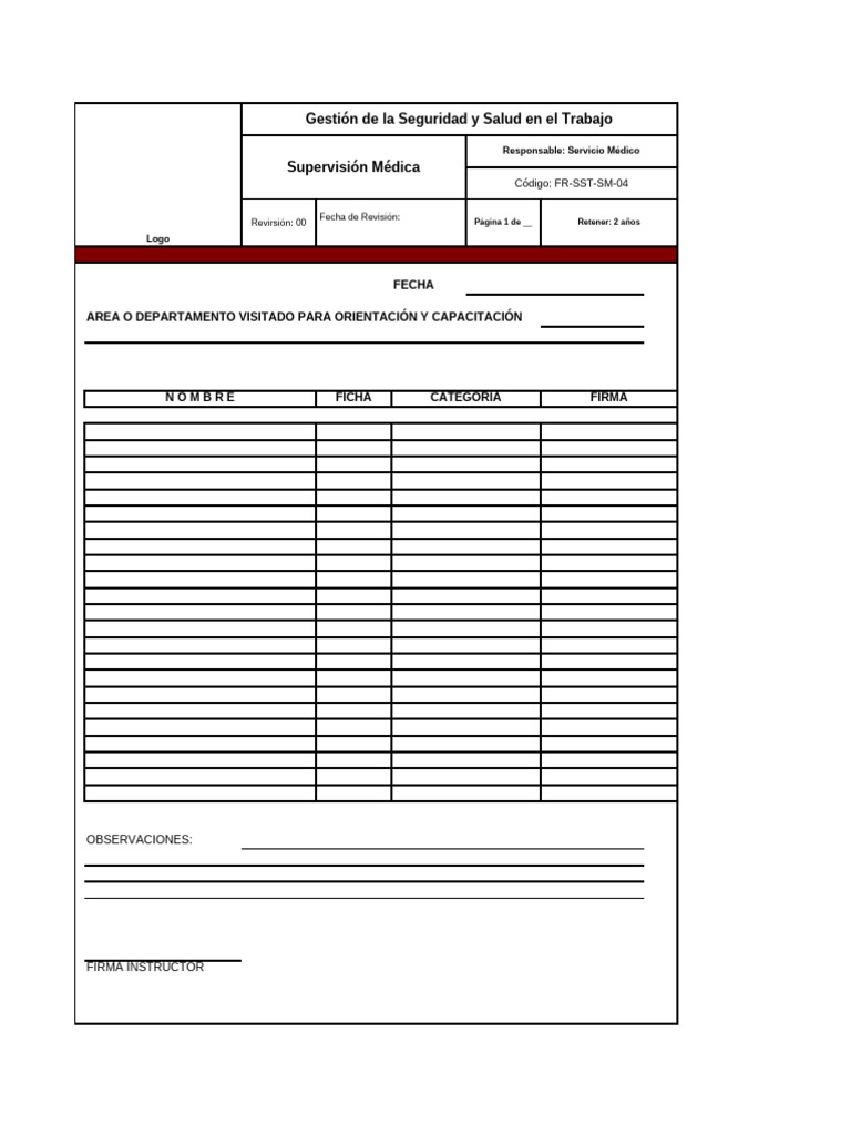 FR SST SM 04 Supervisión Médica | PDF