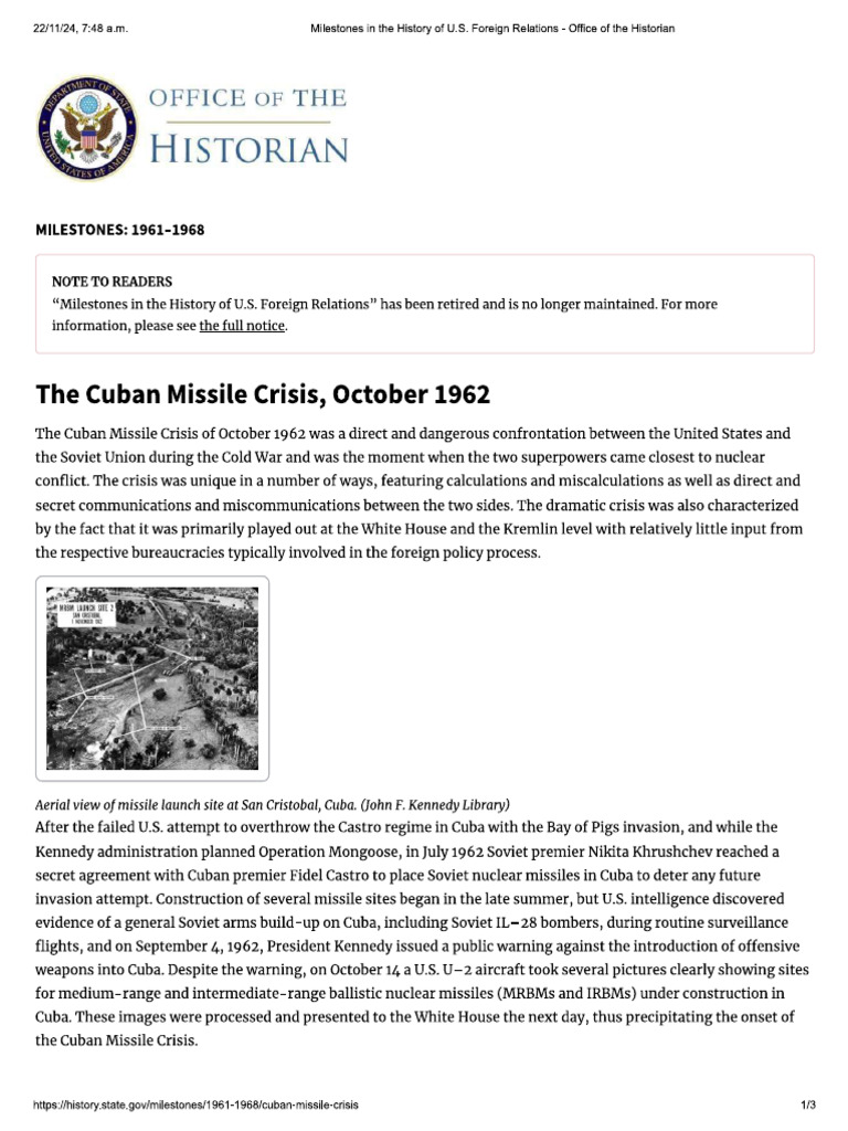 Cuban Missile Crisis 1962 | PDF