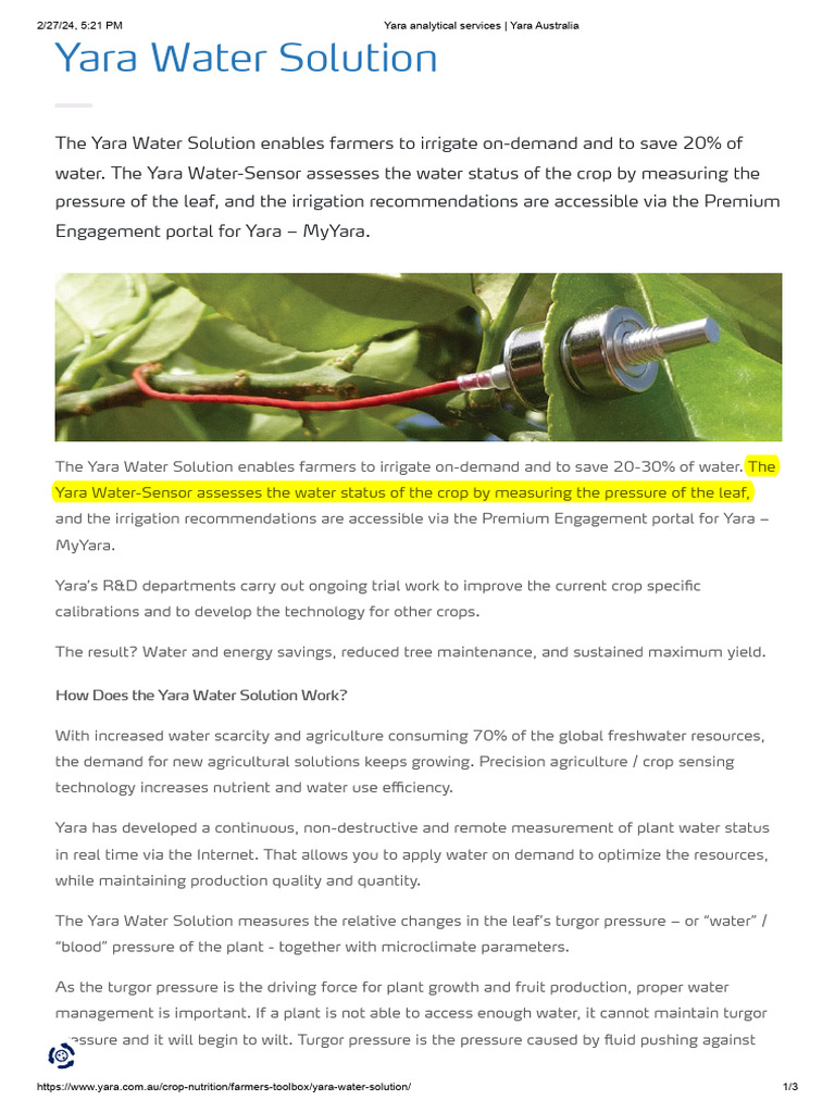 Yara Analytical Services - Yara Australia | PDF | Water | Agriculture