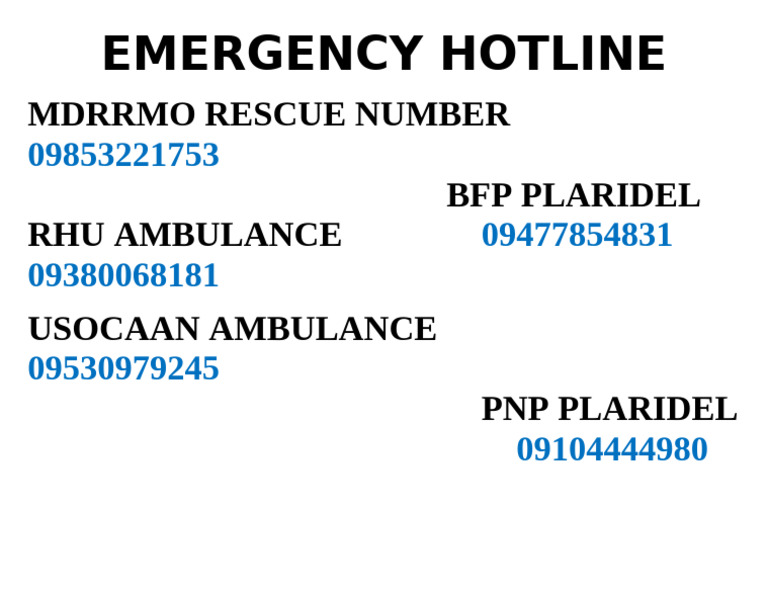 Emergency Hotline | PDF