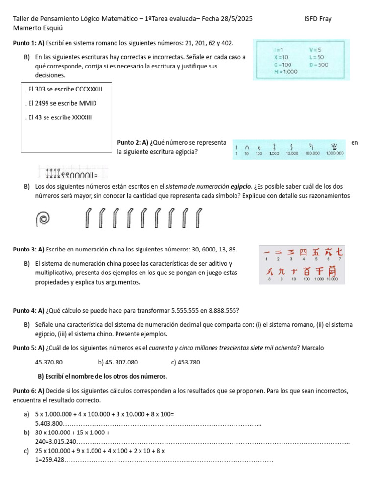 1 - Tarea Evaluada 2025 Numeraci-N | PDF | Aritmética | Matemáticas