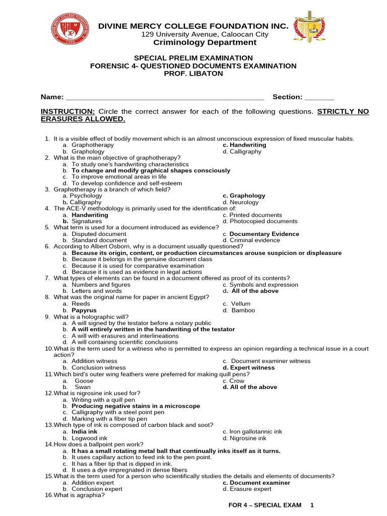 Forensic Examination of Questioned Documents | PDF | Pen | Graphology