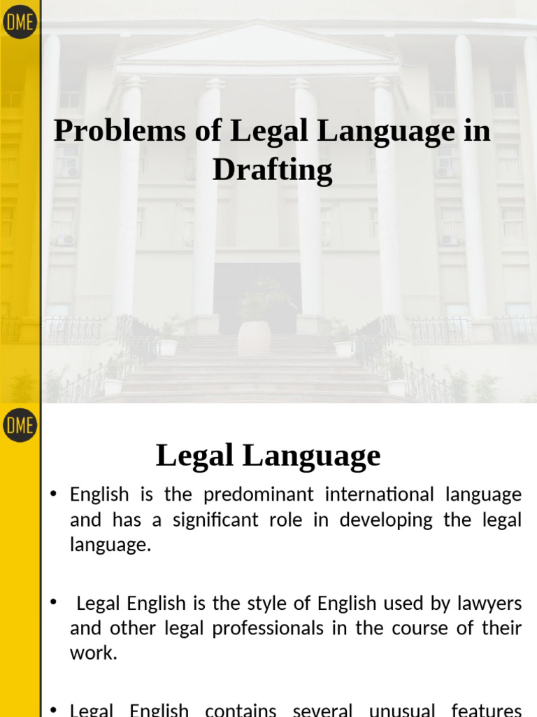 UNIT 1 Problems of Legal Language in Drafting | PDF | Jargon | Linguistics