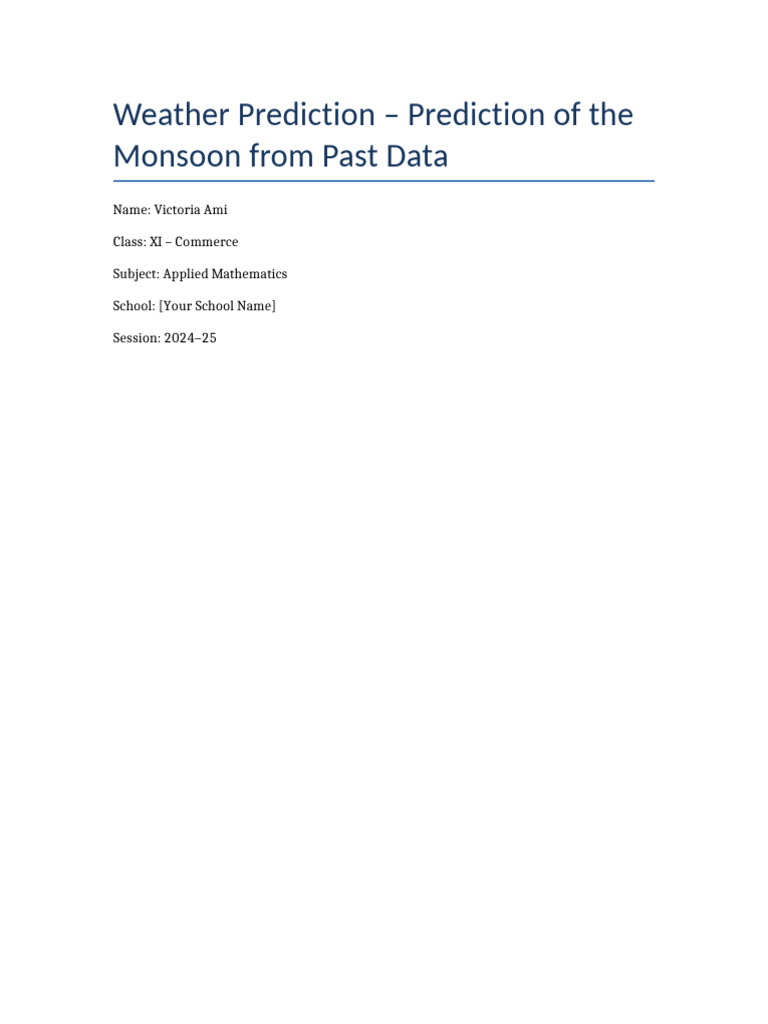 Monsoon Prediction Using Past Data | PDF | Prediction | Weather Forecasting