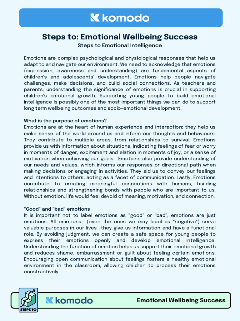 Emotional Intelligent Komodo Wellbeing Steps To Emotional Wellbeing Success Emotional ...