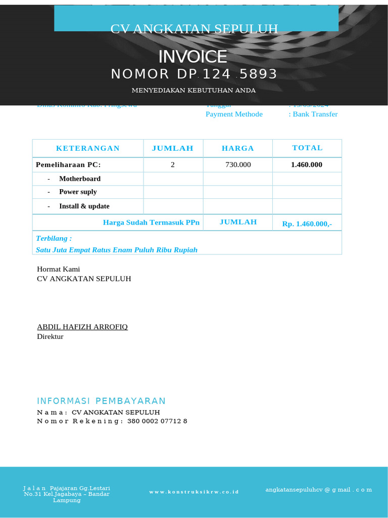 Invoice Perawatan PC A4 | PDF