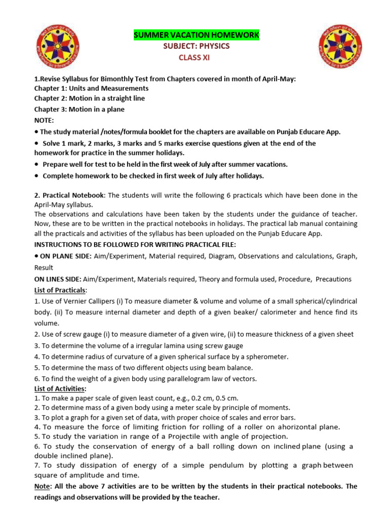 Phy 11 HHW Jun 2025 Revised | PDF | Acceleration | Velocity