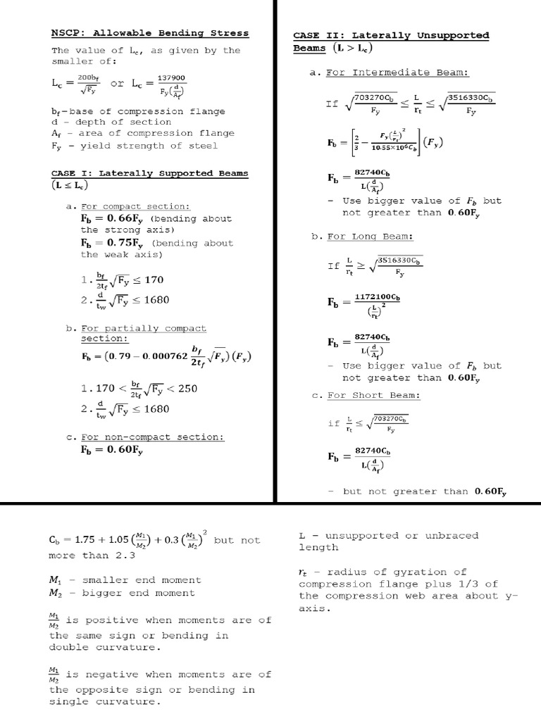 NSCP Allowable Bending Stress | PDF