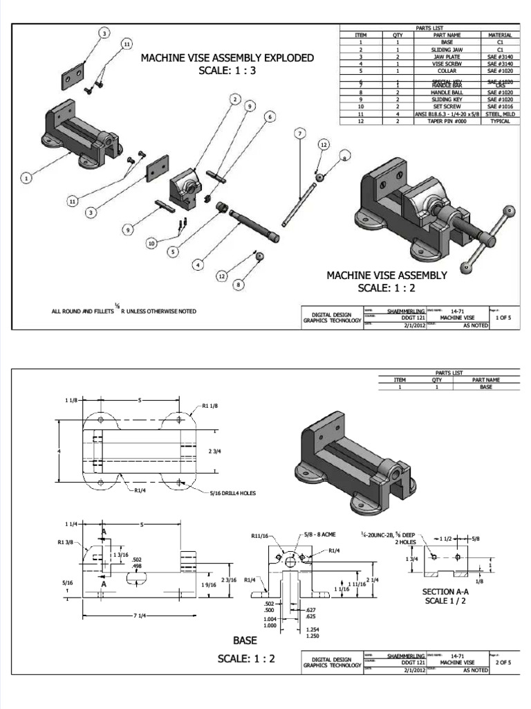 PDF Machine Vise Working Drawing Compress | PDF | Metalworking | Tools