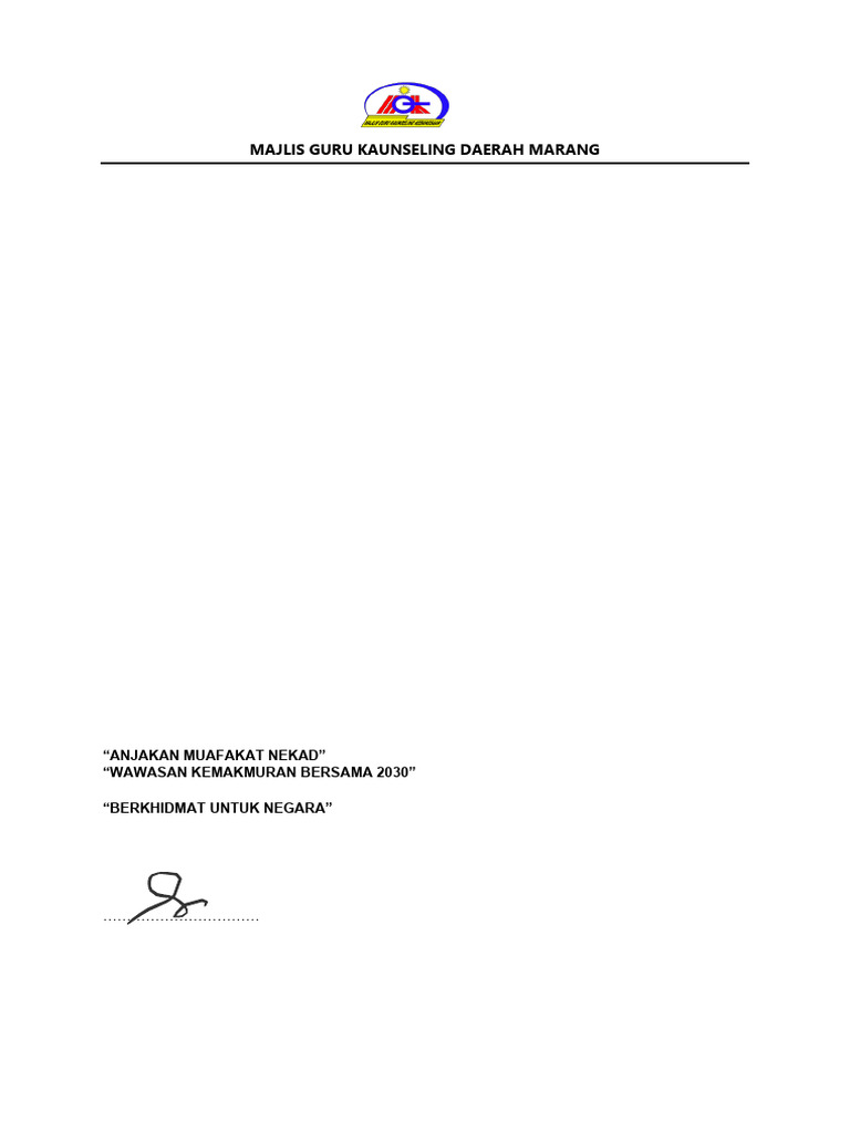 Surat Lawatan Penanda Aras Minda Sihat MGKK | PDF
