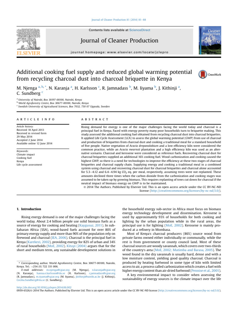 Additional Cooking Fuel Supply and Reduced Global Warming Potential ...