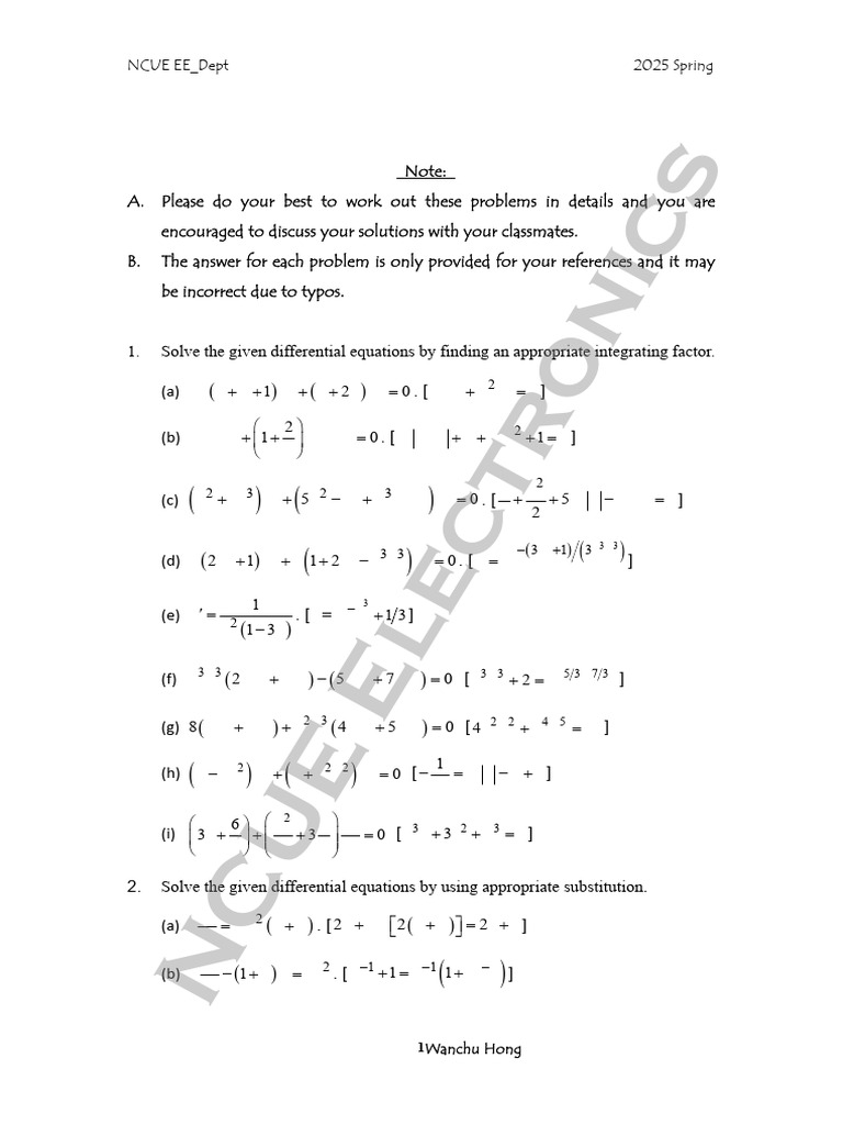 Solving Bernoulli Differential Equations | PDF