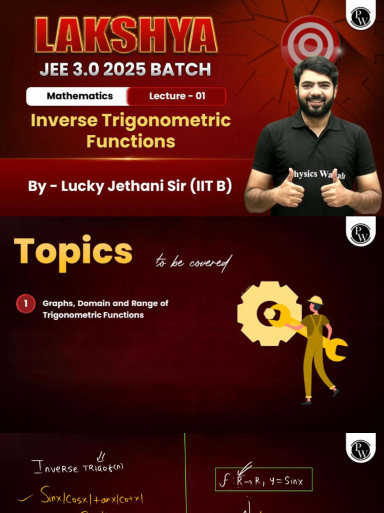 Inverse Trigonometric Functions 01 Class Notes | PDF