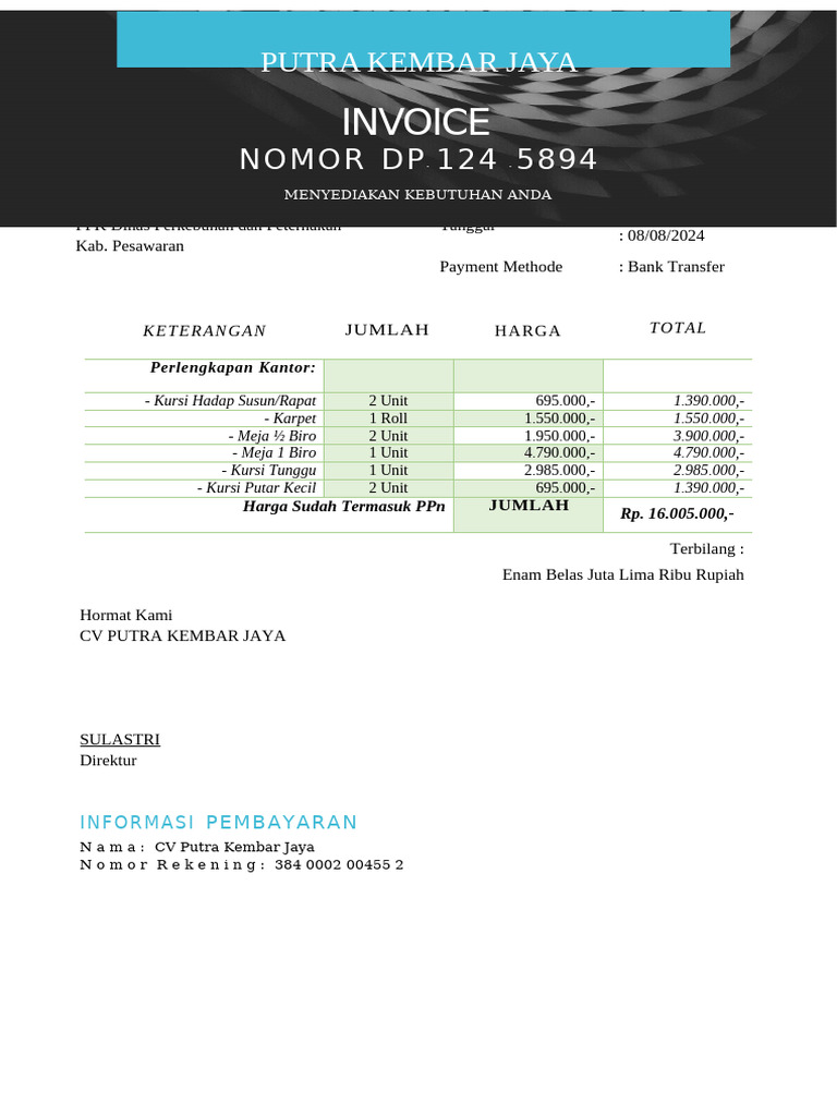 Invoice CV Putra Kembar Jaya | PDF