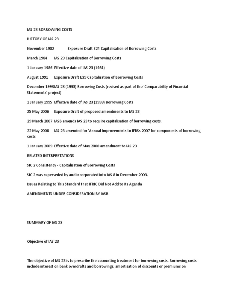 IAS 23: Capitalisation of Borrowing Costs | PDF | Cost | Expense