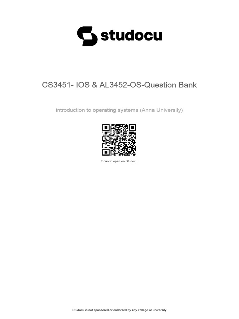 Cs3451 - Ios & Al3452-Os-question Bank | PDF | Process (Computing) | Operating System