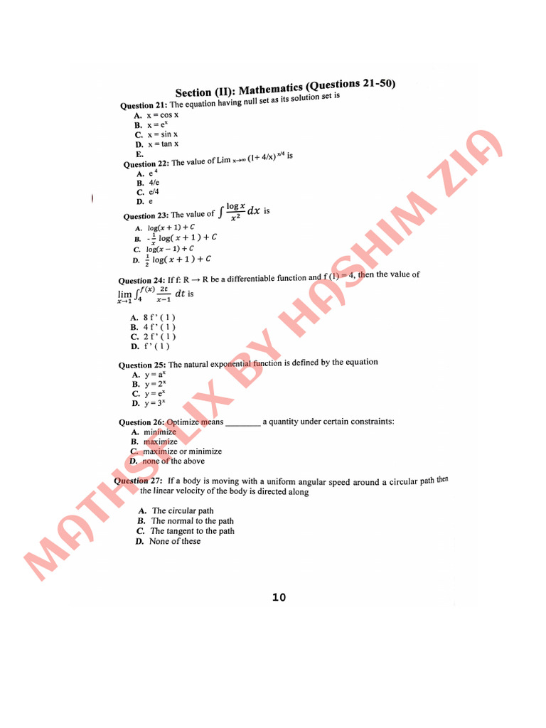 Pieas Past Papers | PDF | Mathematics | Science