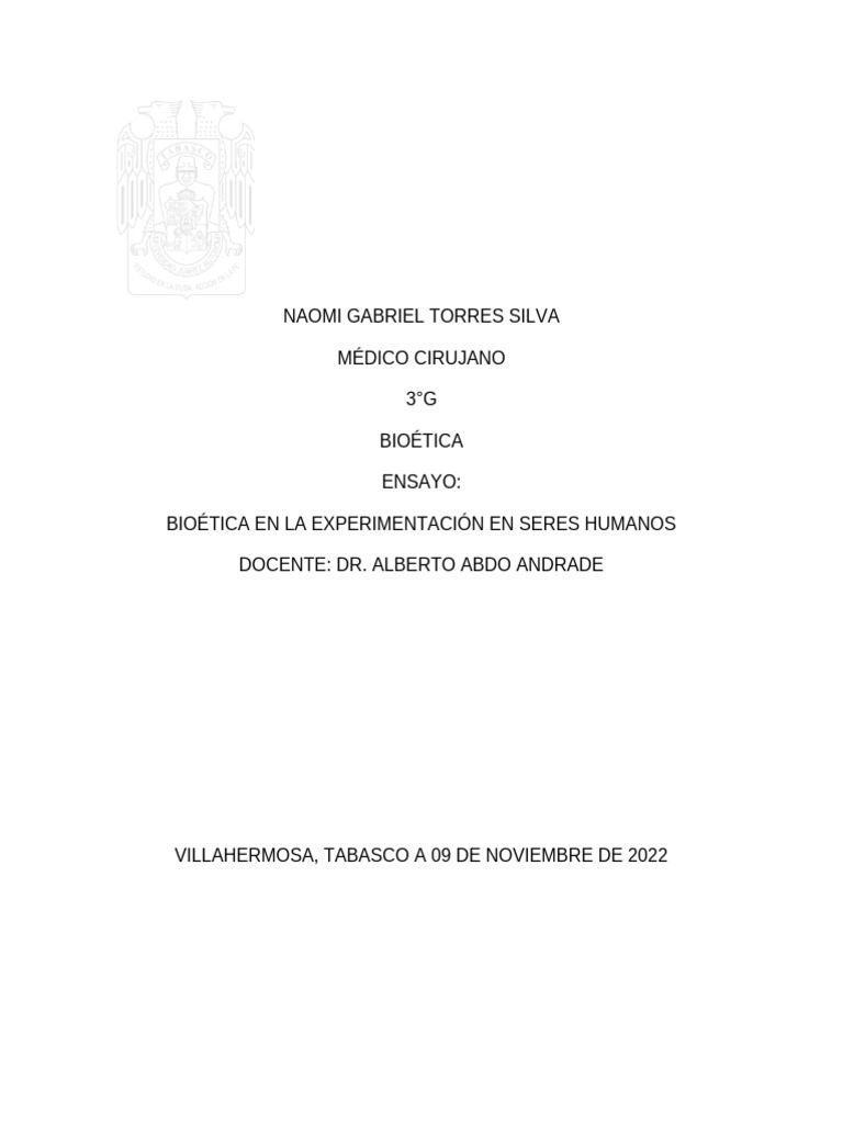 Bioética en la Experimentación Humana | PDF | Bioética | Derechos humanos