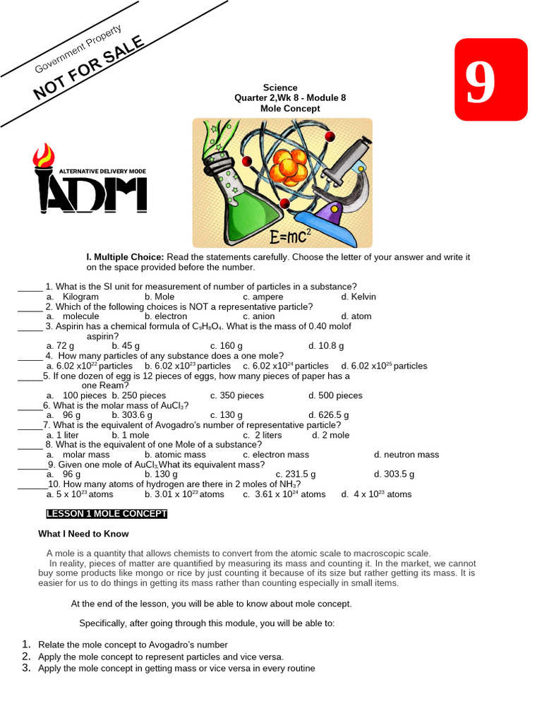Understanding the Mole Concept in Chemistry | PDF | Mole (Unit) | Molecules