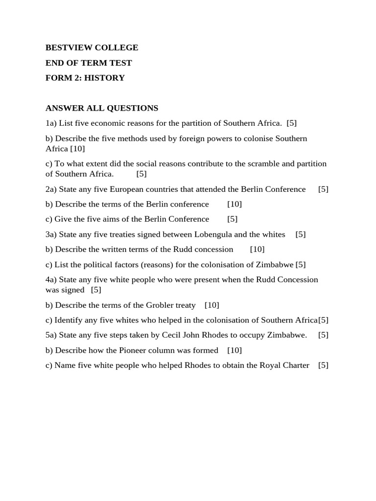 Form 2 History | PDF