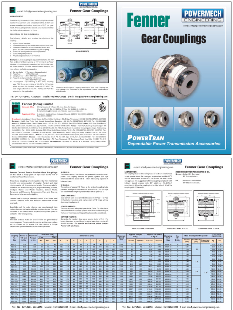Fenner Gear Couplings Overview | PDF | Gear | Mechanical Engineering