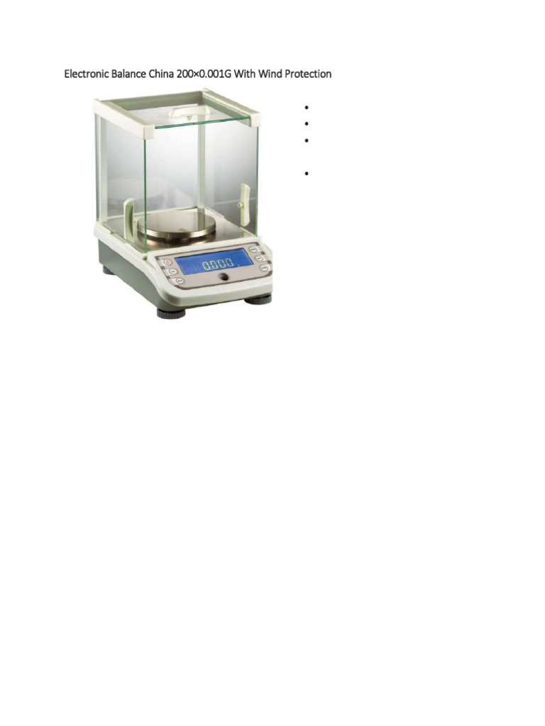 Electronic Balance China 200×0.001G With Wind Protection Datasheet | PDF