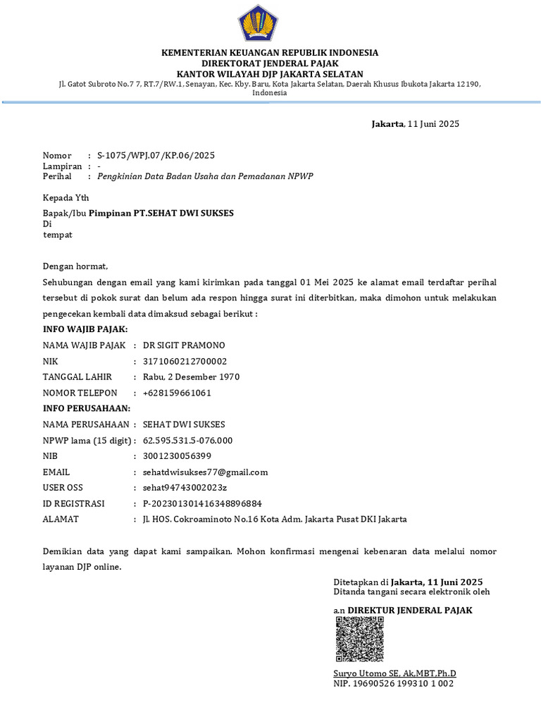 Pengkinian Data Badan Usaha 2025 DR Sigit Pramono | PDF