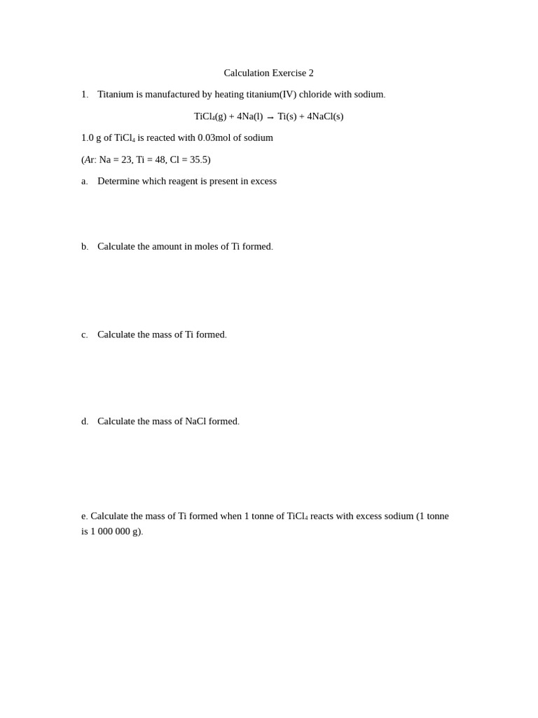 Calculation Exercise 2 | PDF