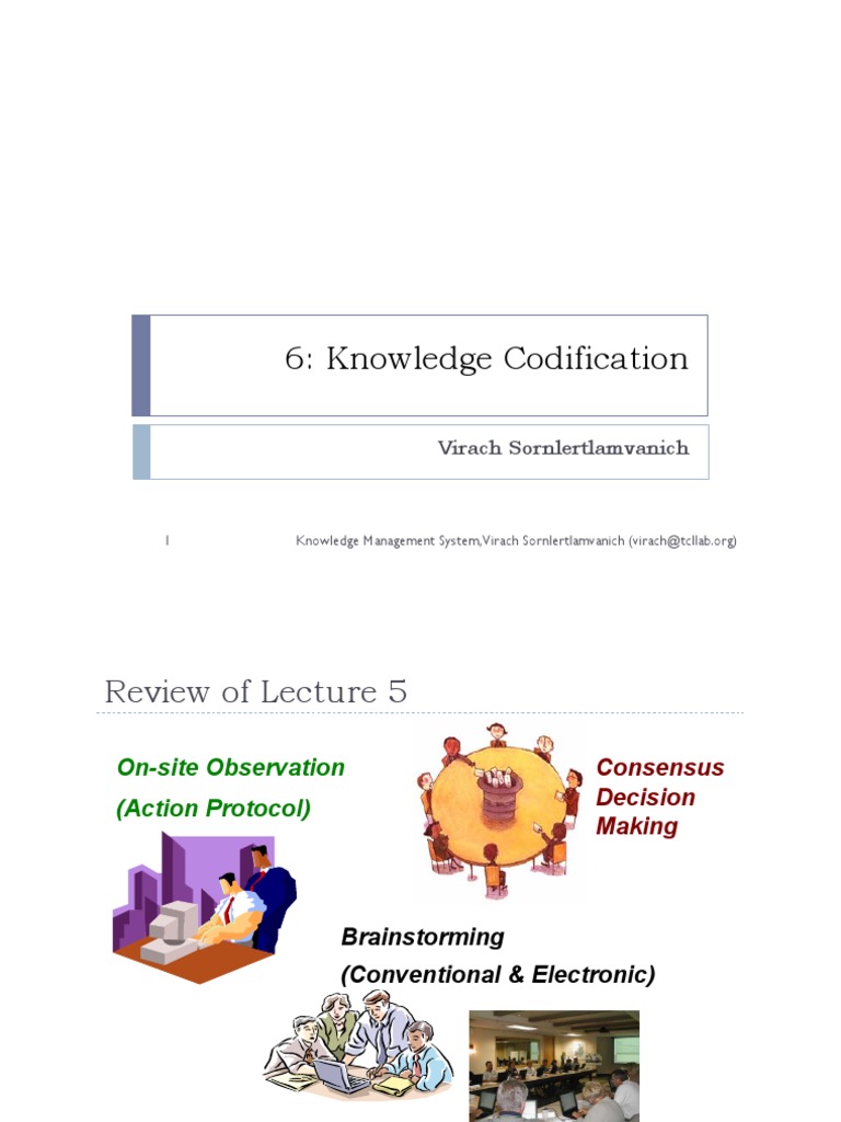 Codification Table | PDF | Tacit Knowledge | Knowledge Management