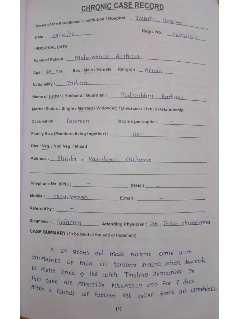 Sciatica - Chronic Case | PDF