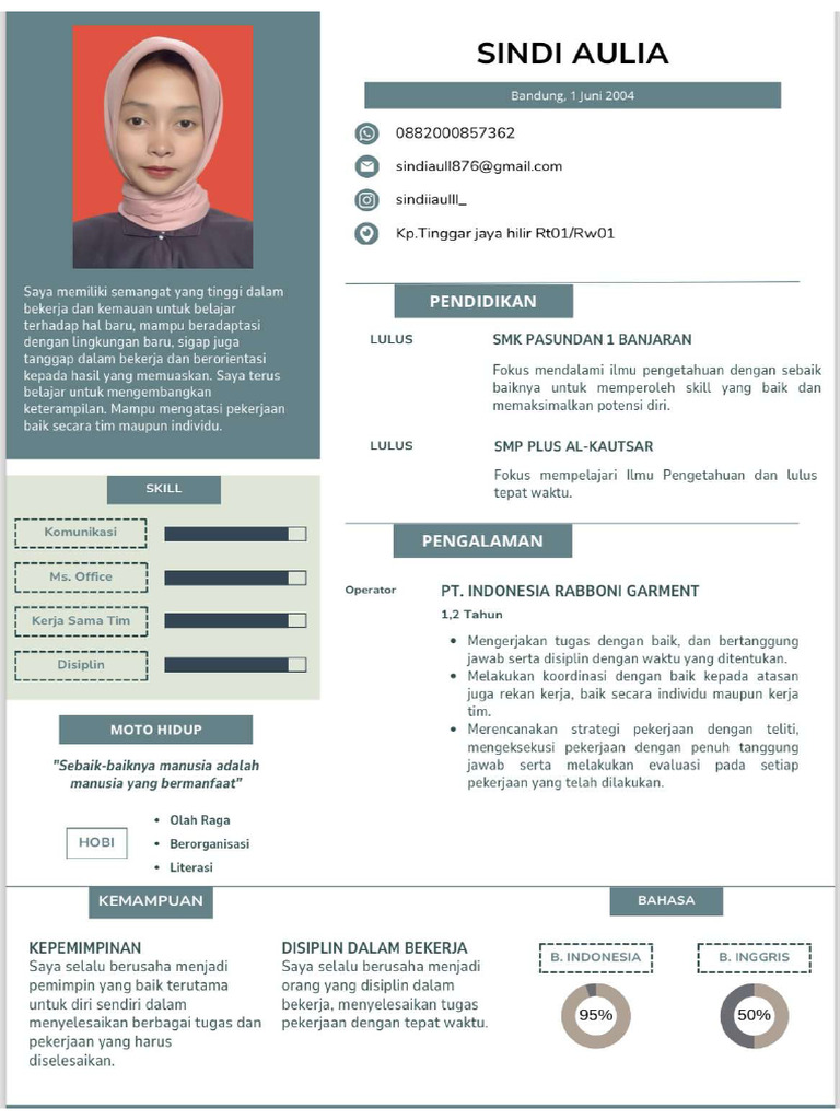 CV Sindi Aulia | PDF