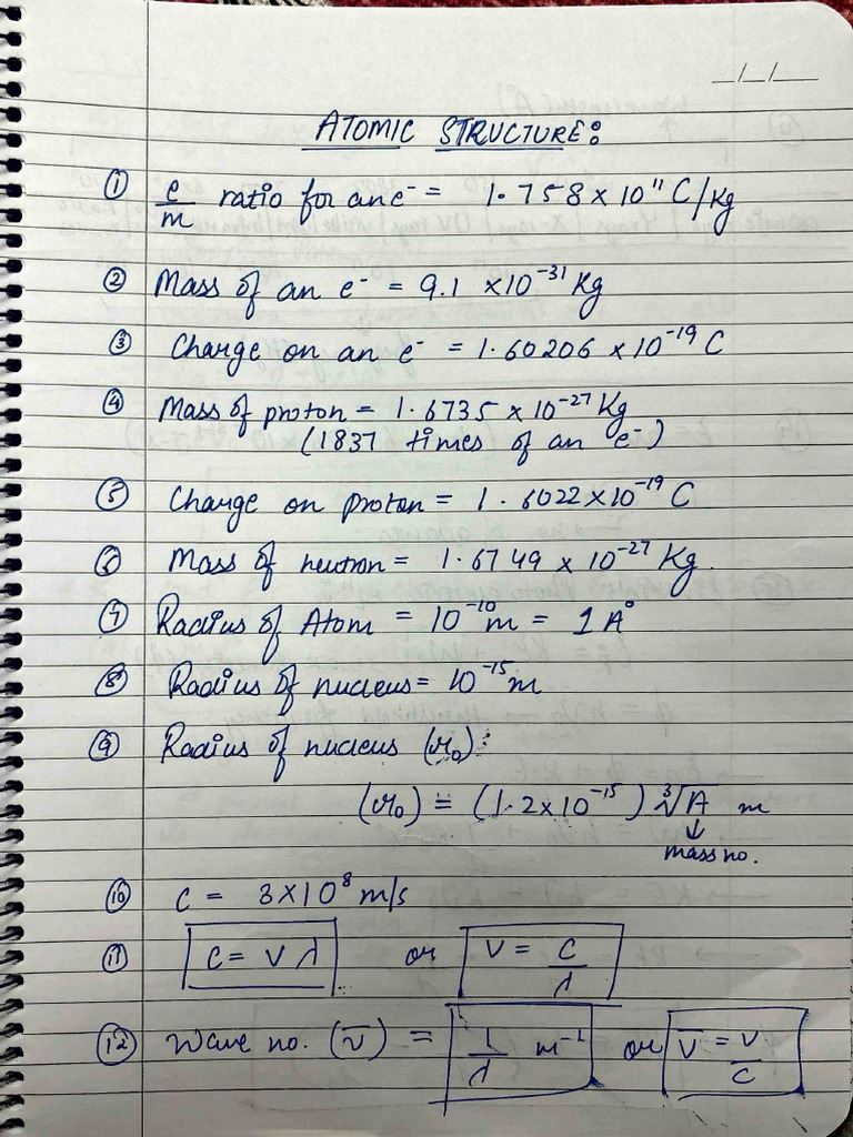 Atomic Structure Notes | PDF