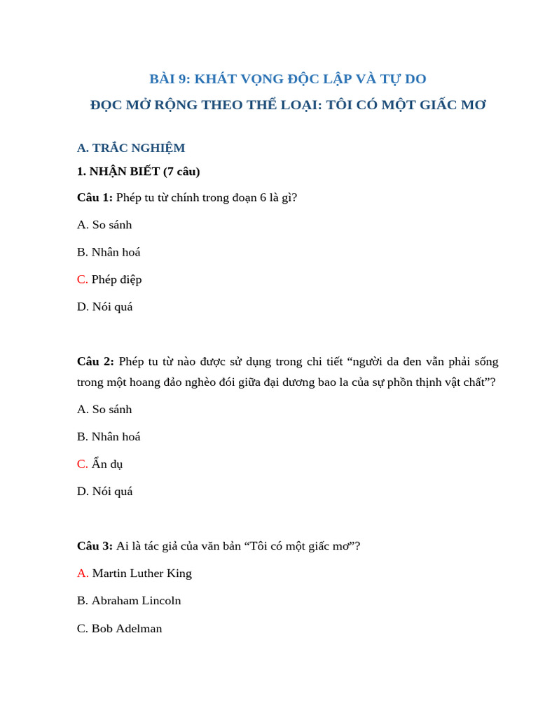 Bai 9 Doc Mo Rong Toi Co Mot Giac Mo | PDF