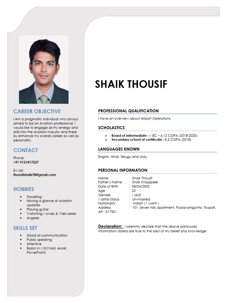 Shaik Thousif: Career Objective | PDF