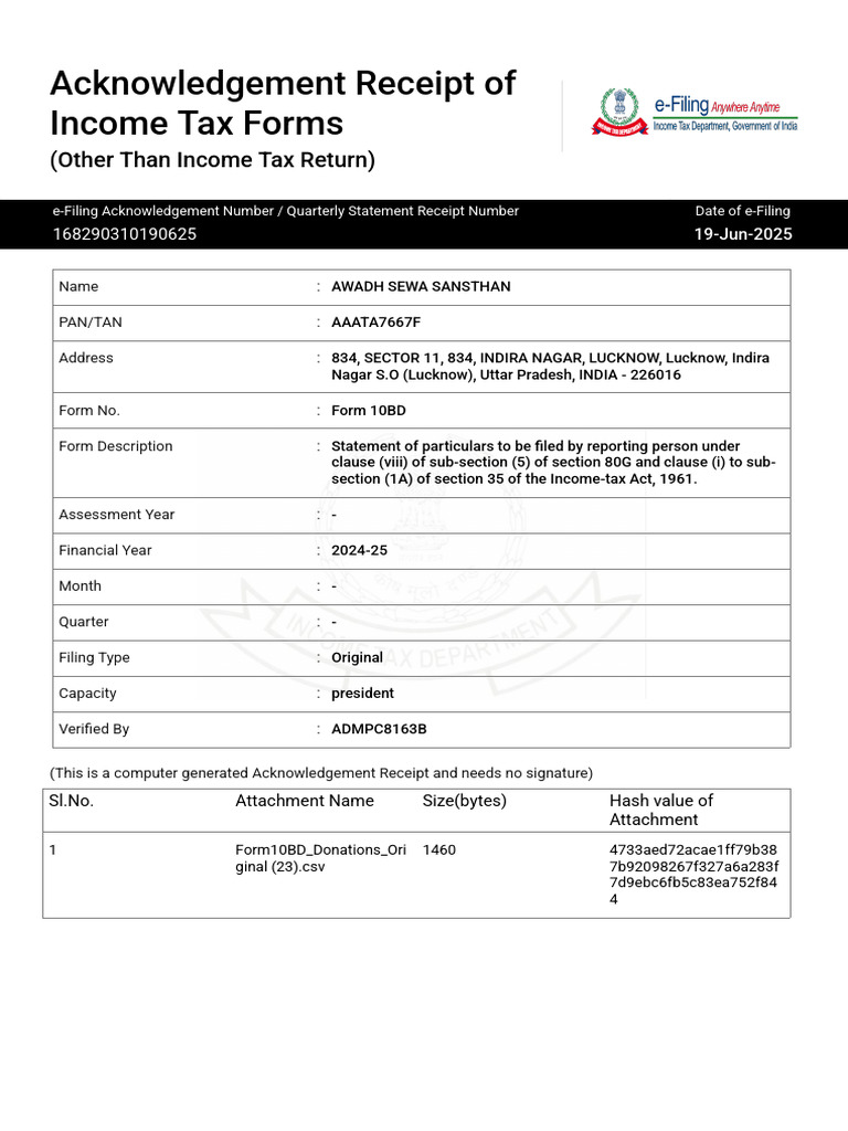 Form 10BD - ARN | PDF