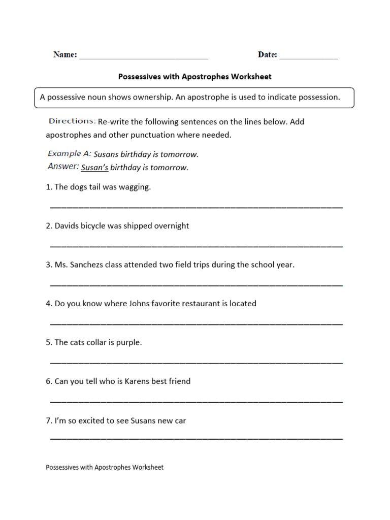 Possessives With Apostrophes 2 | PDF