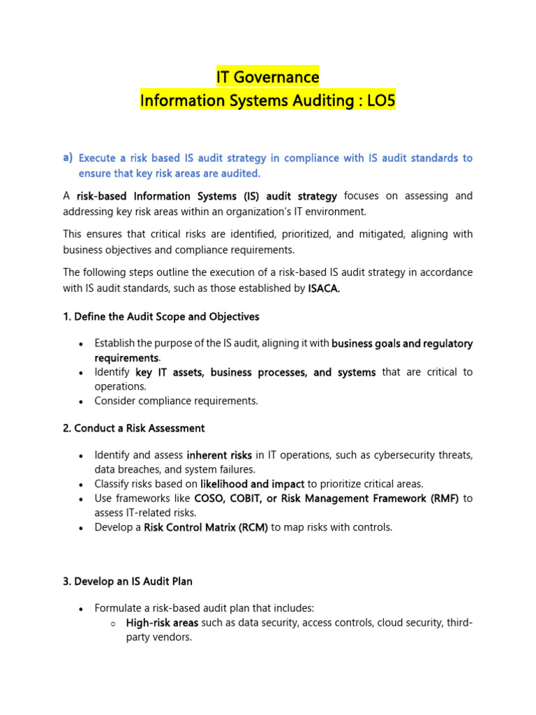 Information Systems Auditing LO5 | PDF | Audit | Security