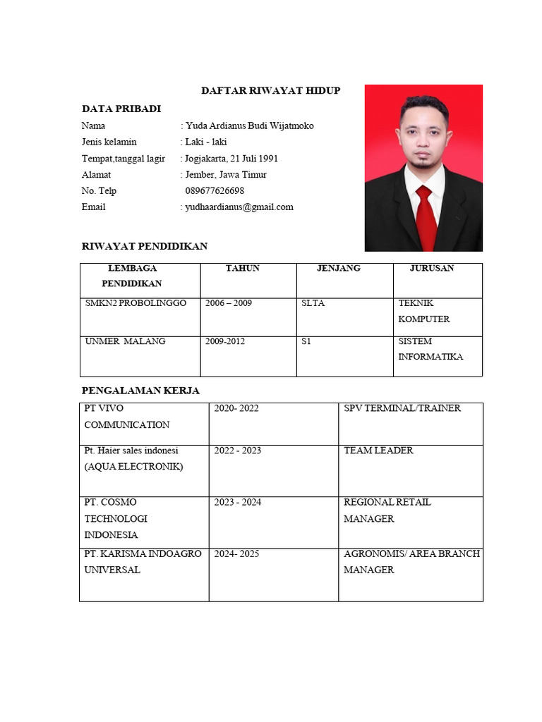 Cv Yuda Ardian 2025 x | PDF