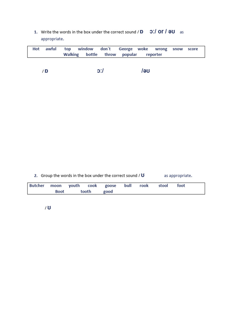 Vowels (Monophthongs and Diphthongs) Exercis | PDF | Linguistics ...
