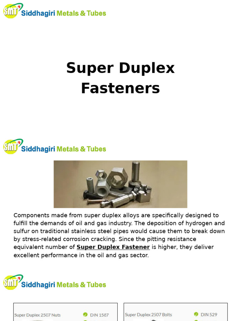 Super Duplex Fasteners for Oil & Gas | PDF