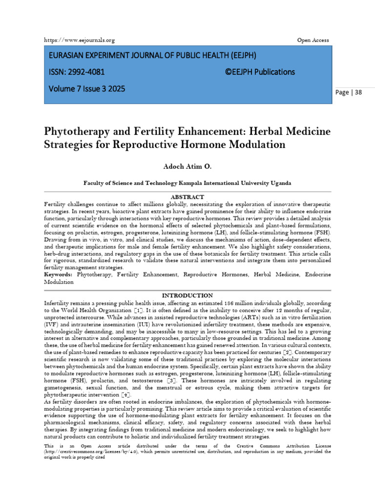 Phytotherapy and Fertility Enhancement: Herbal Medicine Strategies For ...