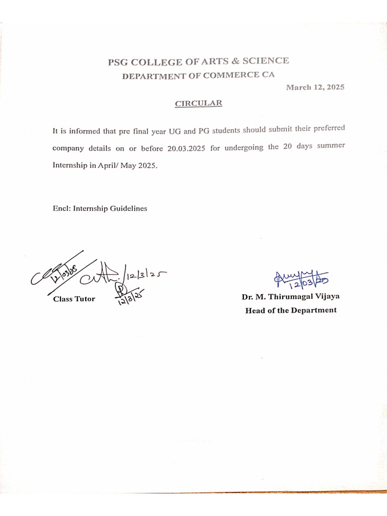 Internship Circular | PDF