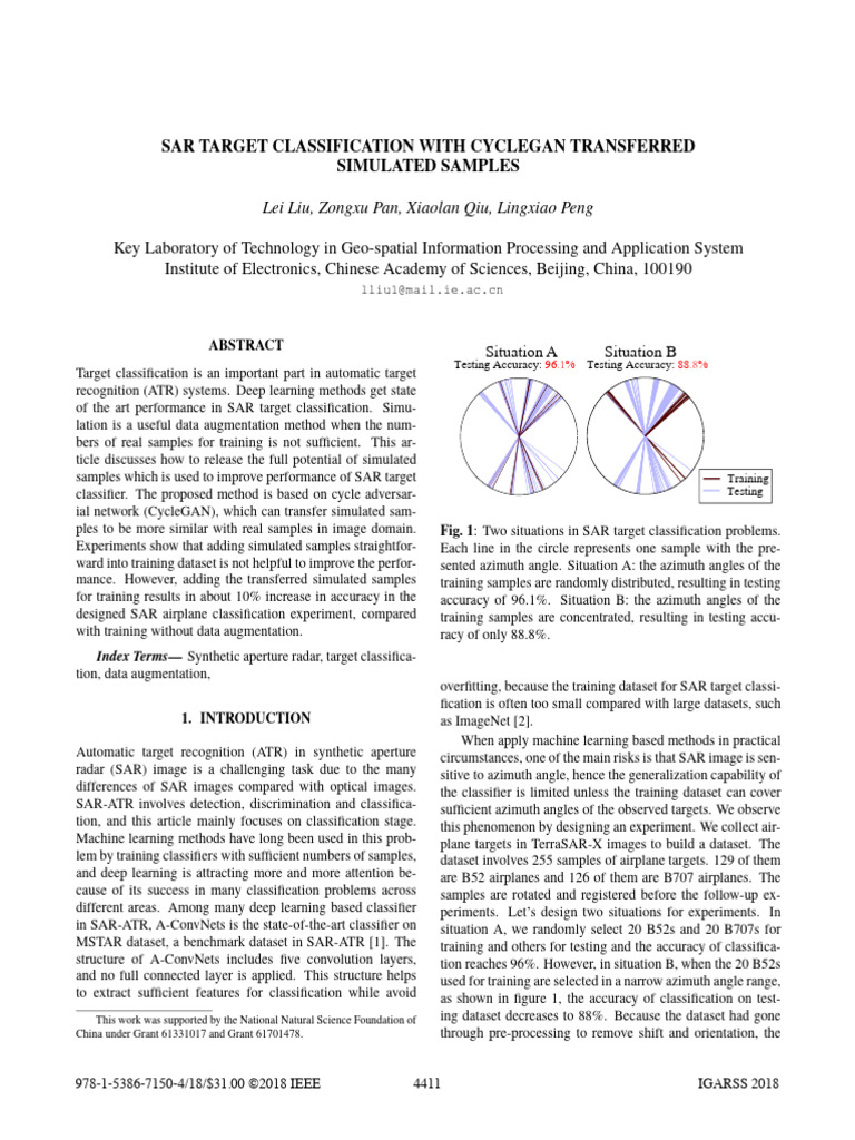 Sar Target Classification With Cyclegan Transferred Simulated Samples | PDF | Deep Learning ...