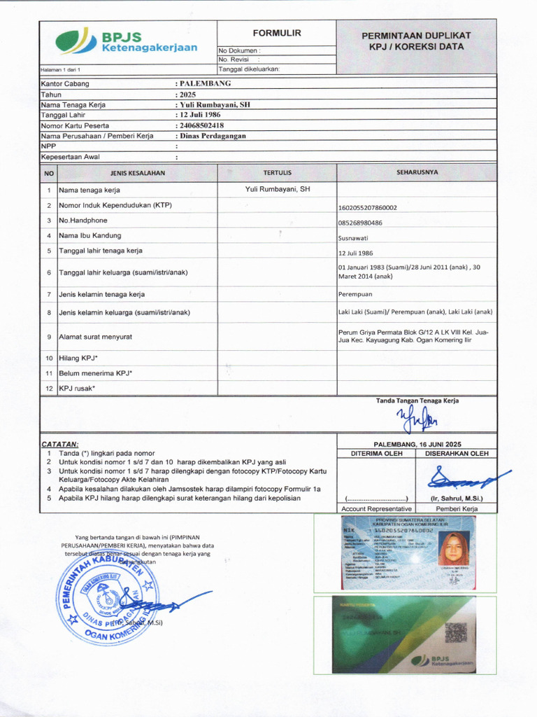 FORM ISO Amalgamasi & Koreksi Yuli Rumbayani, SH) | PDF
