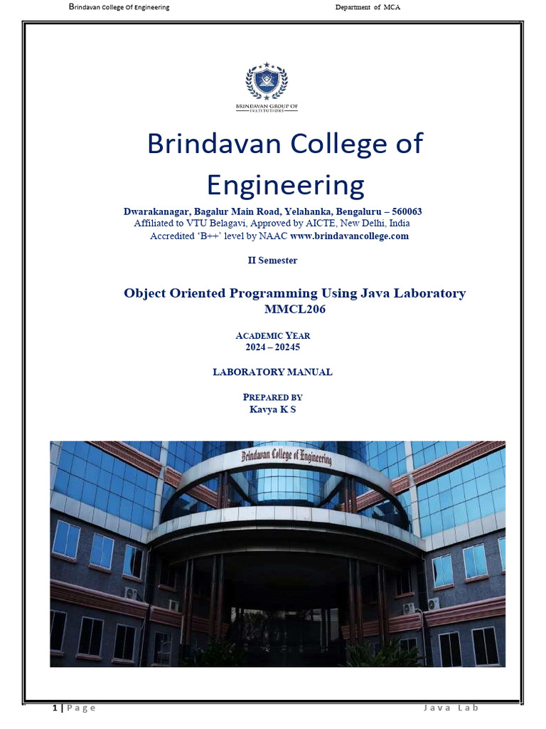 Java LabMANUAL 2023-24 Without Op | PDF | Class (Computer Programming) | Java (Programming Language)