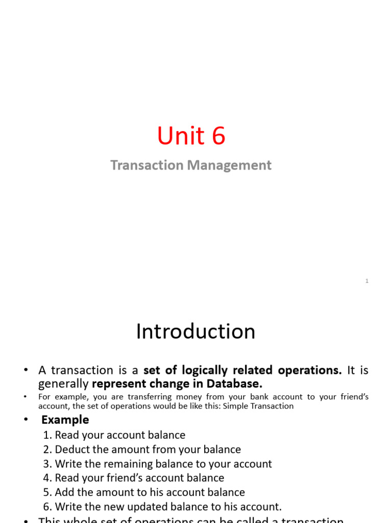 Unit9 Transaction Management | PDF | Database Transaction | Data Management