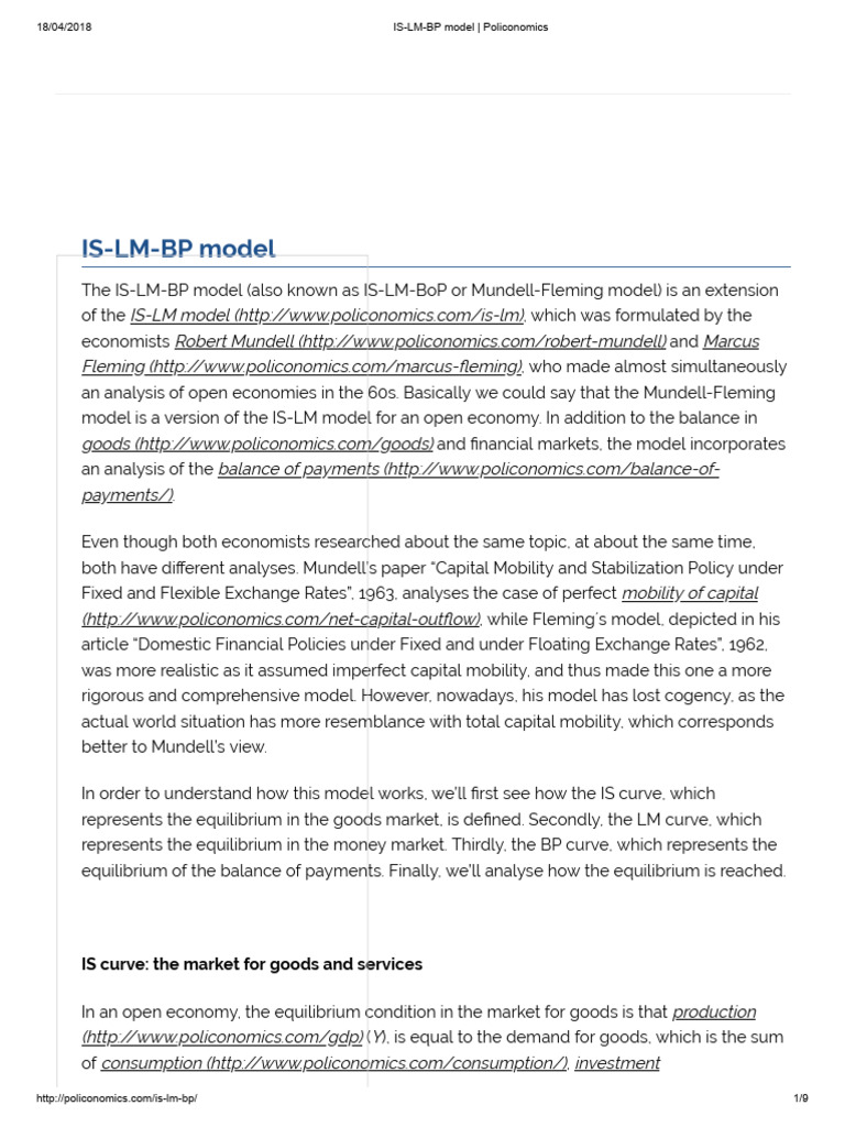 Understanding the IS-LM-BP Model | PDF | Exchange Rate | Interest