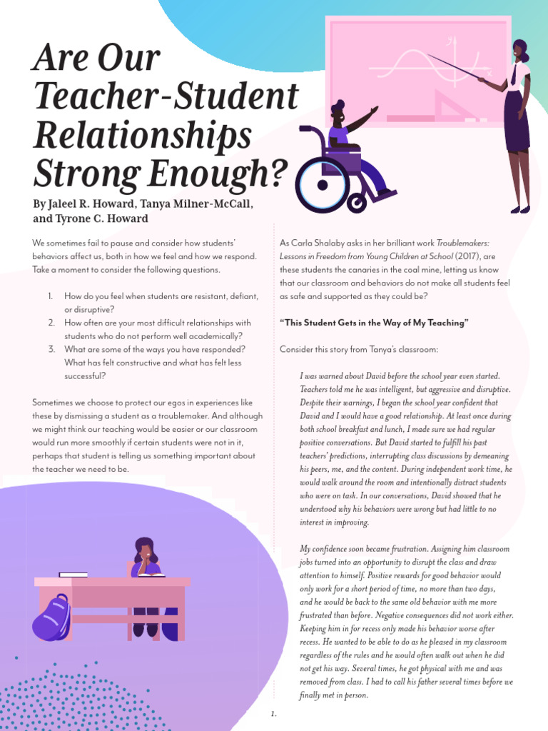 E11813 Howard PositiveRelationships Article | PDF | Classroom ...