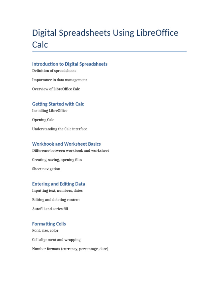 Digital Spreadsheets LibreOffice Calc-3 | PDF | Spreadsheet | Software